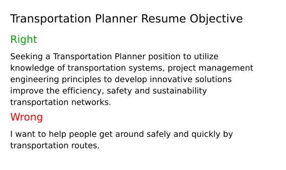 Top 17 Transportation Planner Resume Objective Examples