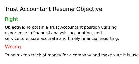 Top 16 Trust Accountant Resume Objective Examples