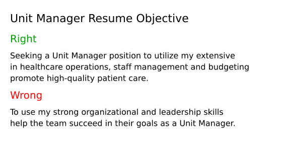 Top 17 Unit Manager Resume Objective Examples | ResumeCat