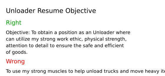 Top 18 Unloader Resume Objective Examples | ResumeCat