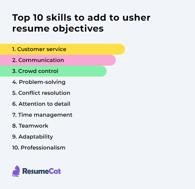Top 18 Usher Resume Objective Examples | ResumeCat