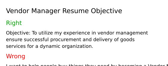 Top 16 Vendor Manager Resume Objective Examples | ResumeCat