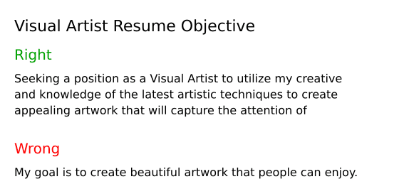 Top 18 Visual Artist Resume Objective Examples | ResumeCat