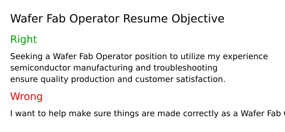 Top 16 Wafer Fab Operator Resume Objective Examples
