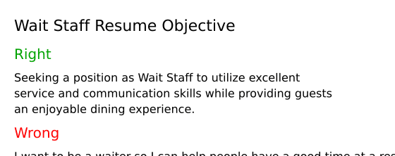 Top 18 Wait Staff Resume Objective Examples | ResumeCat