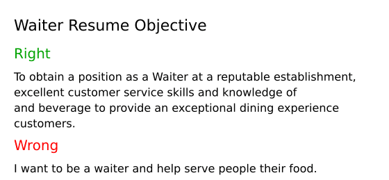 Top 17 Waiter Resume Objective Examples | ResumeCat