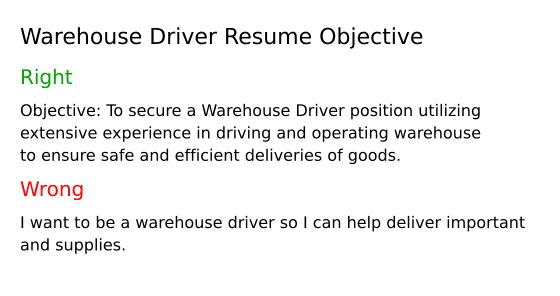 Top 17 Warehouse Driver Resume Objective Examples