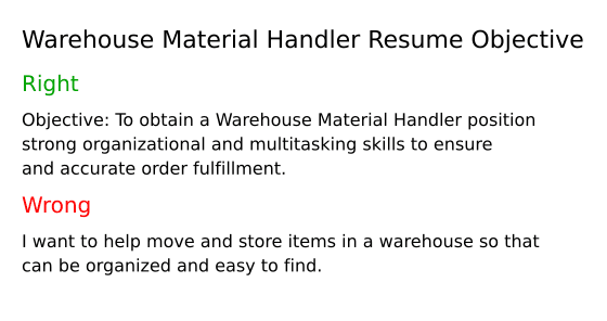 Top 17 Warehouse Material Handler Resume Objective Examples