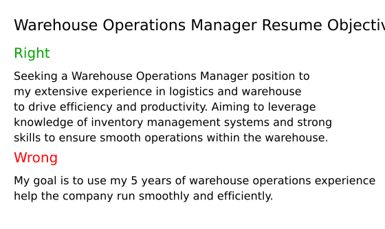 Top 16 Warehouse Operations Manager Resume Objective Examples