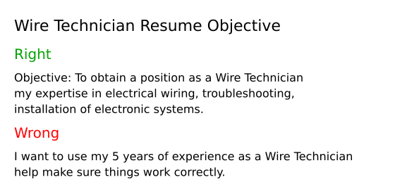 Top 17 Wire Technician Resume Objective Examples | ResumeCat