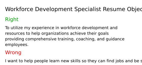 Top 18 Workforce Development Specialist Resume Objective Examples
