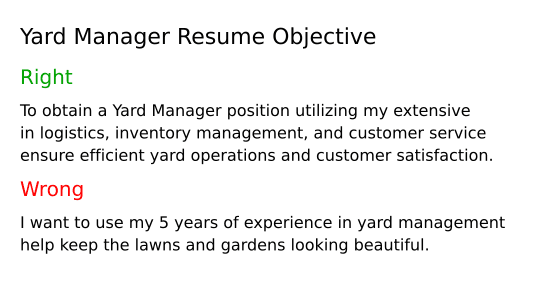 Top 16 Yard Manager Resume Objective Examples | ResumeCat