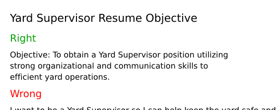 Top 18 Yard Supervisor Resume Objective Examples | ResumeCat